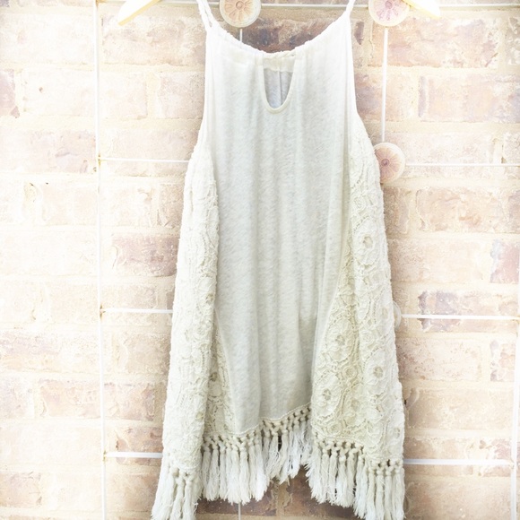 Boutique | Tops | Boutique Cream Fringe Rope Neck Tank Size S | Poshmark